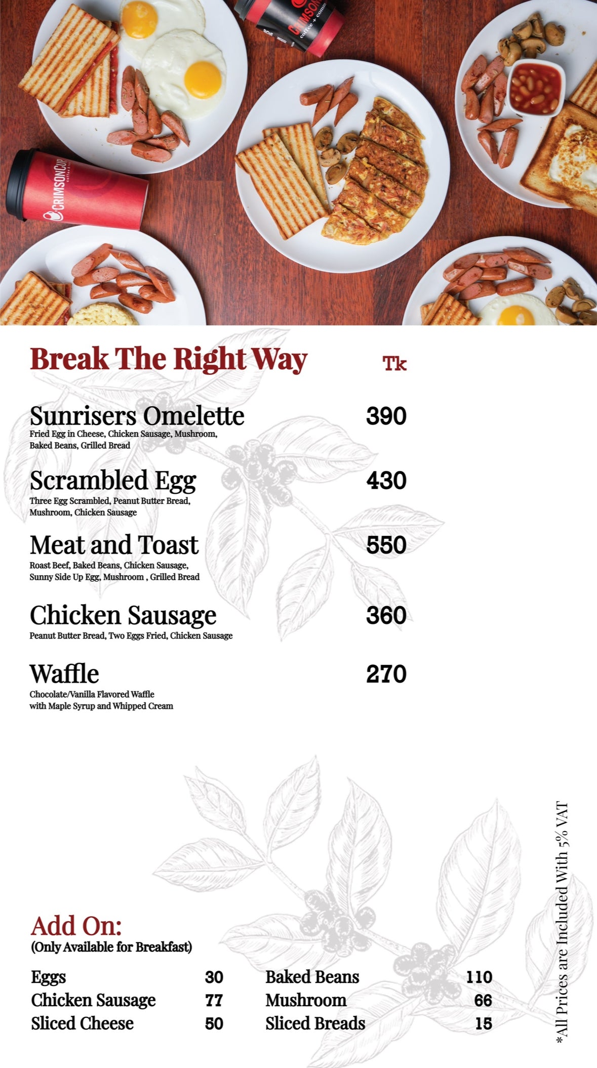 Menu – Crimson Cup